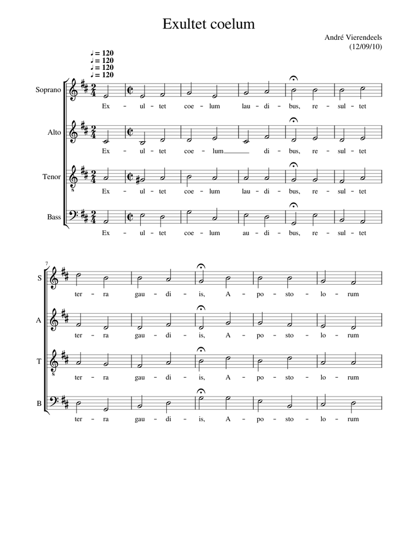 Exultet coelum I - André Vierendeels Sheet music for Bass guitar (Solo ...