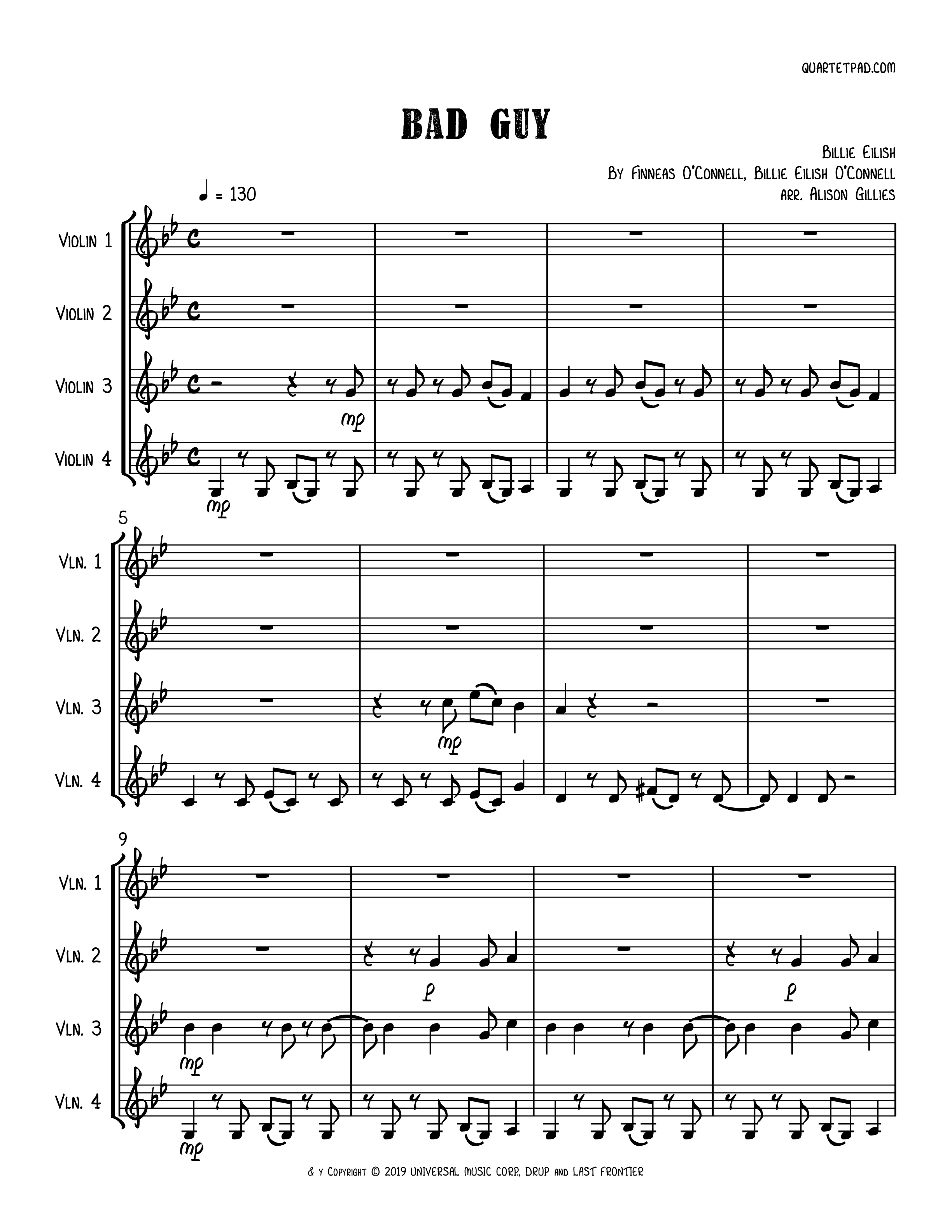 Play Official version of Bad guy Sheet Music by Billie Eilish ...