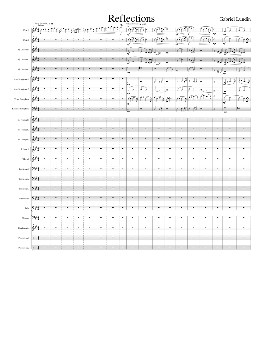 Reflections Sheet music for Trombone, Euphonium, Tuba, Flute & more ...
