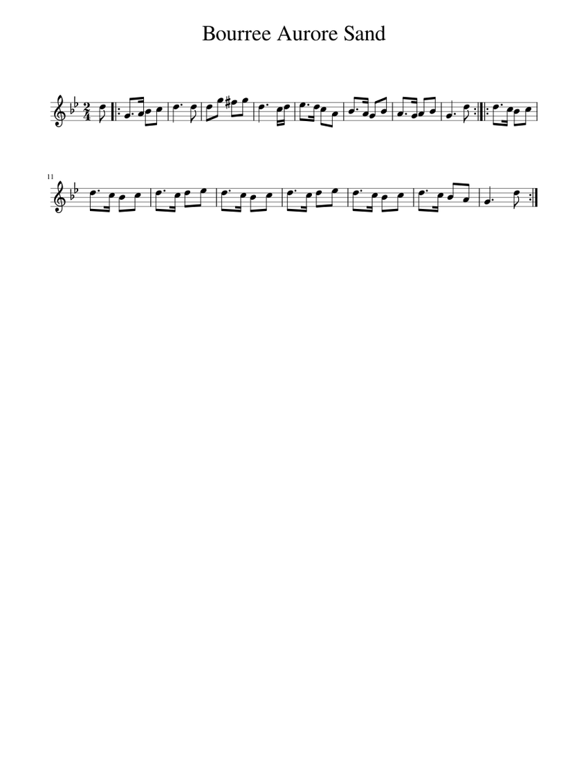 Bourree Aurore Sand Sheet music for Piano (Solo) | Musescore.com