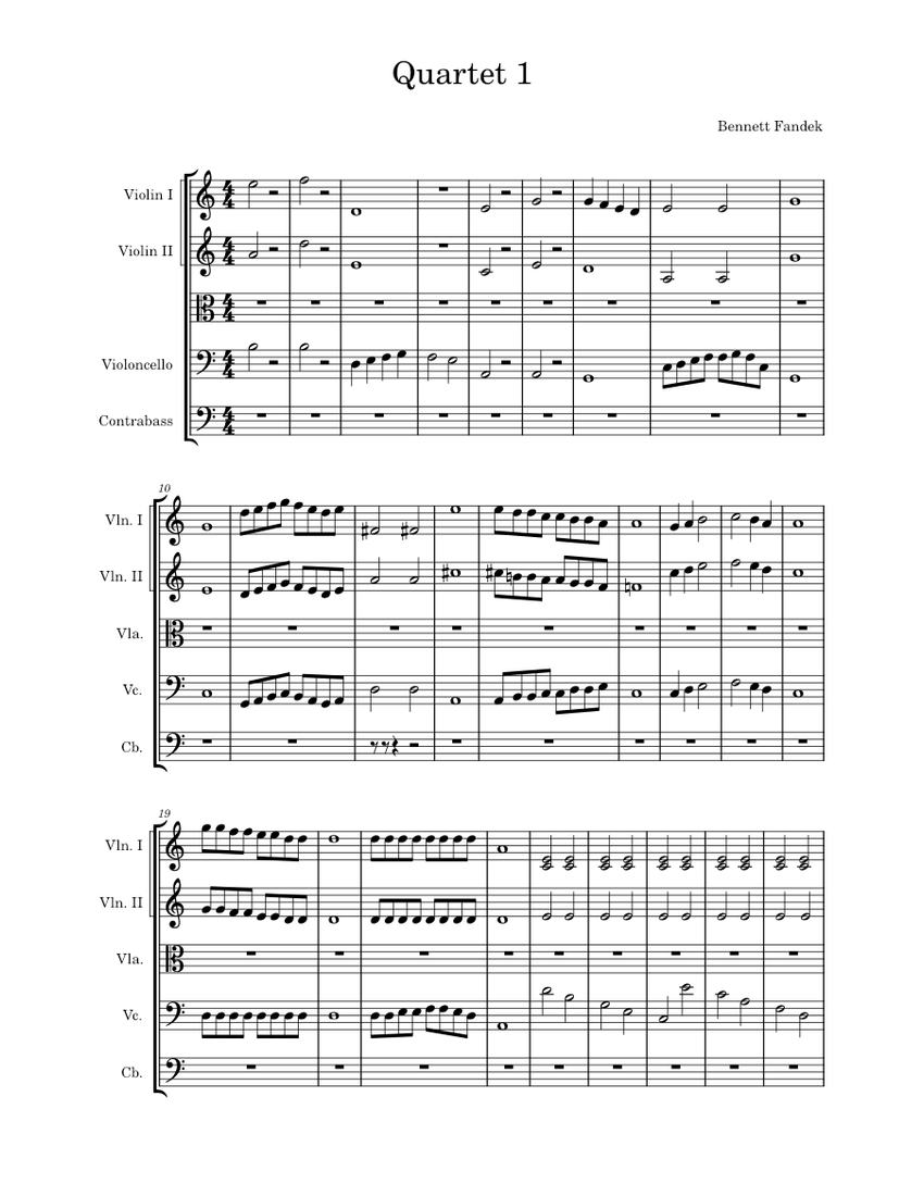Trio 1 Sheet music for Contrabass, Violin, Viola, Cello (String Trio) | Musescore.com