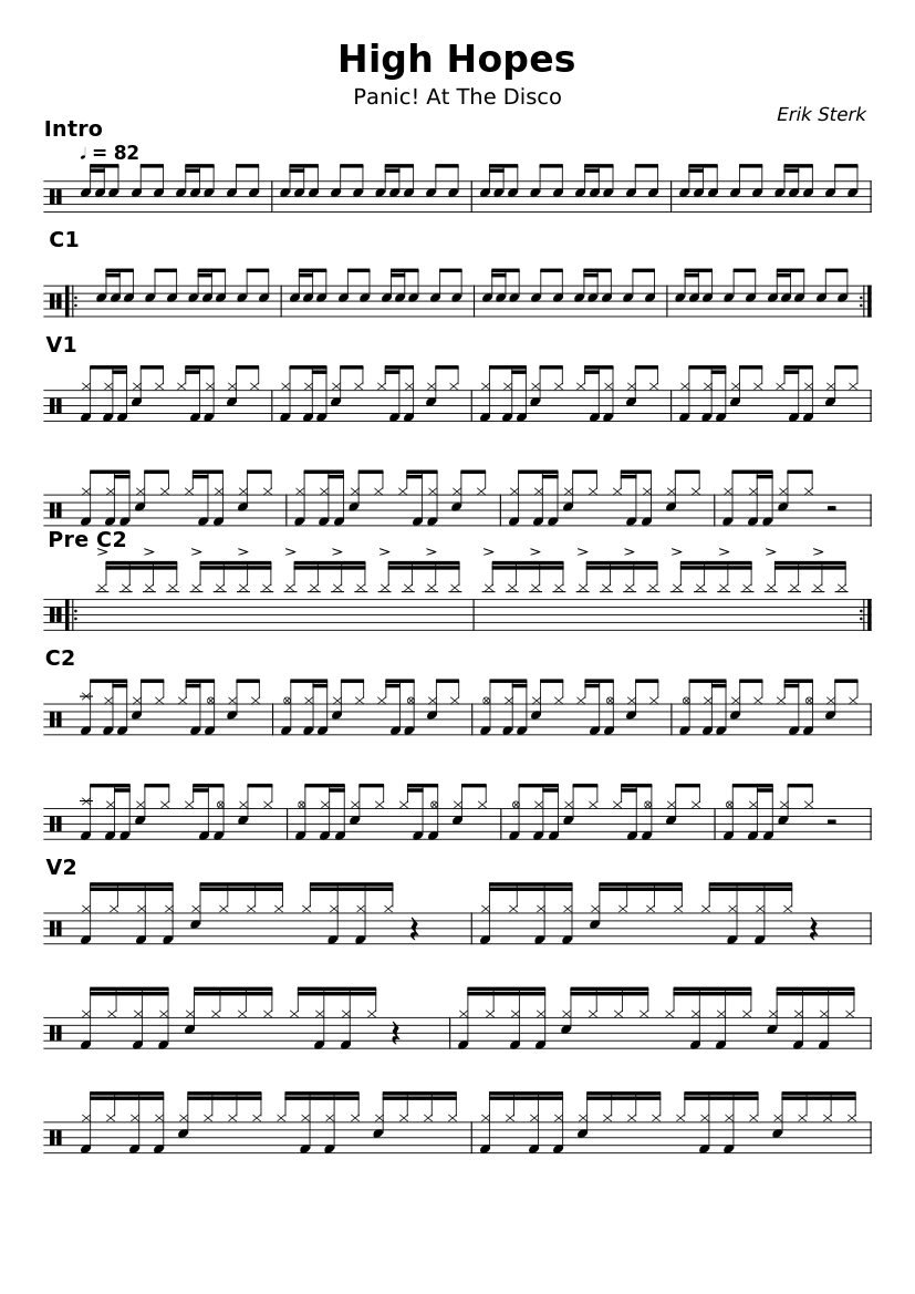 High Hopes - Panic! at the Disco Sheet Music for Drum group (Percussion ...