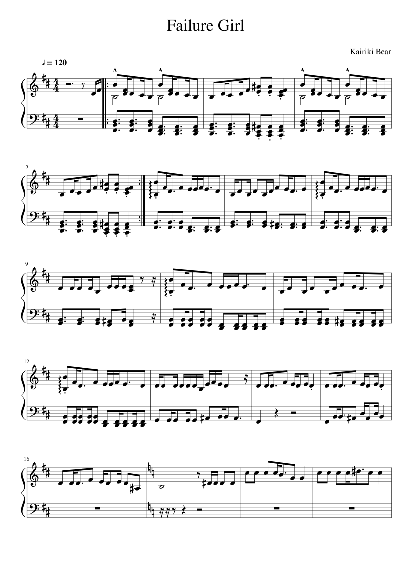 Failure Girl (heavy WIP) Sheet Music for Piano (Solo) | MuseScore.com