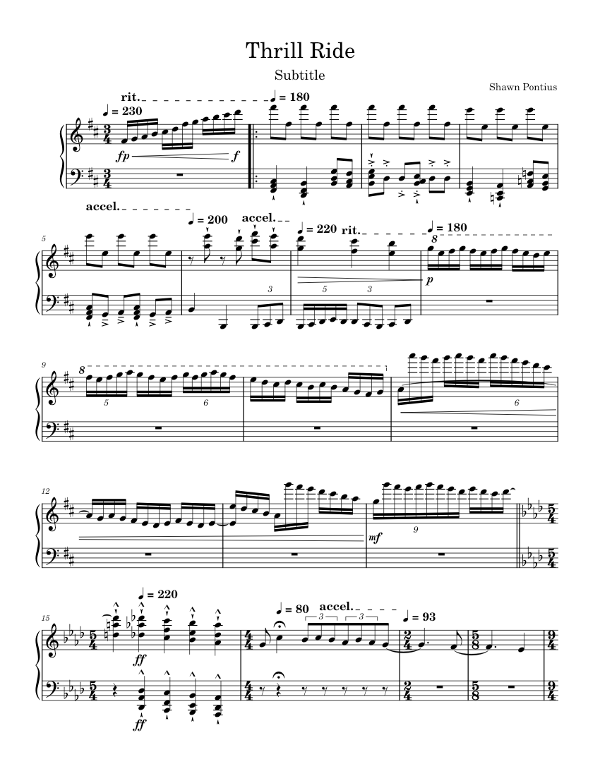 Thrill Ride Sheet music for Piano (Solo) | Musescore.com