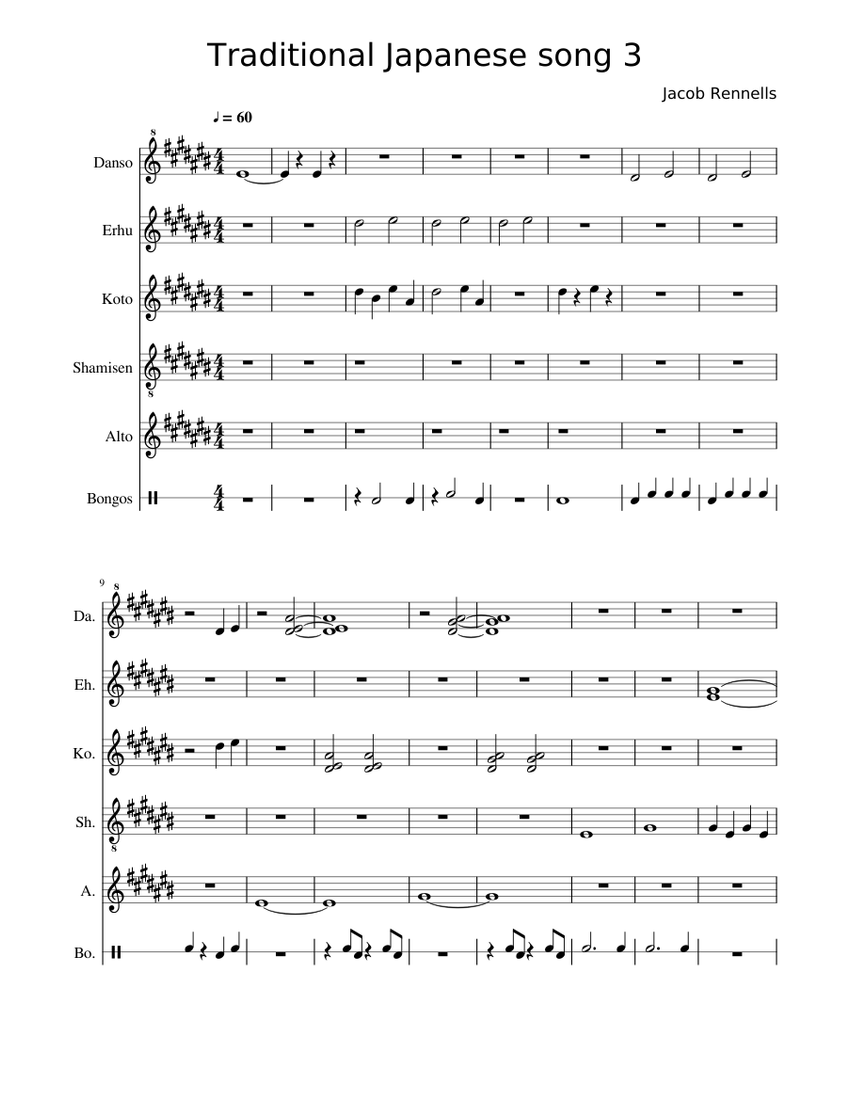 Traditional Japanese song 3 Sheet music for Alto, Bongo, Flute other ...