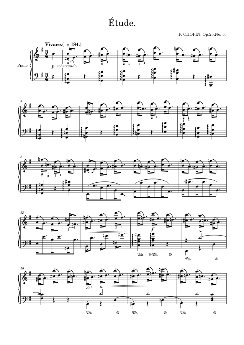 Étude Opus 25 No. 5 in E Minor - Frédéric Chopin [WIP] Sheet music for Piano (Solo) | Musescore.com