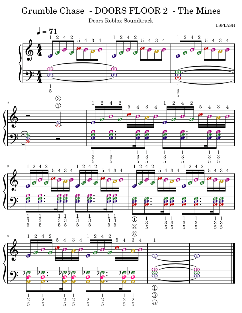 Ending Theme - DOORS FLOOR 2 THE MINES − LSPLASH – LSPLASH Sheet Music ...