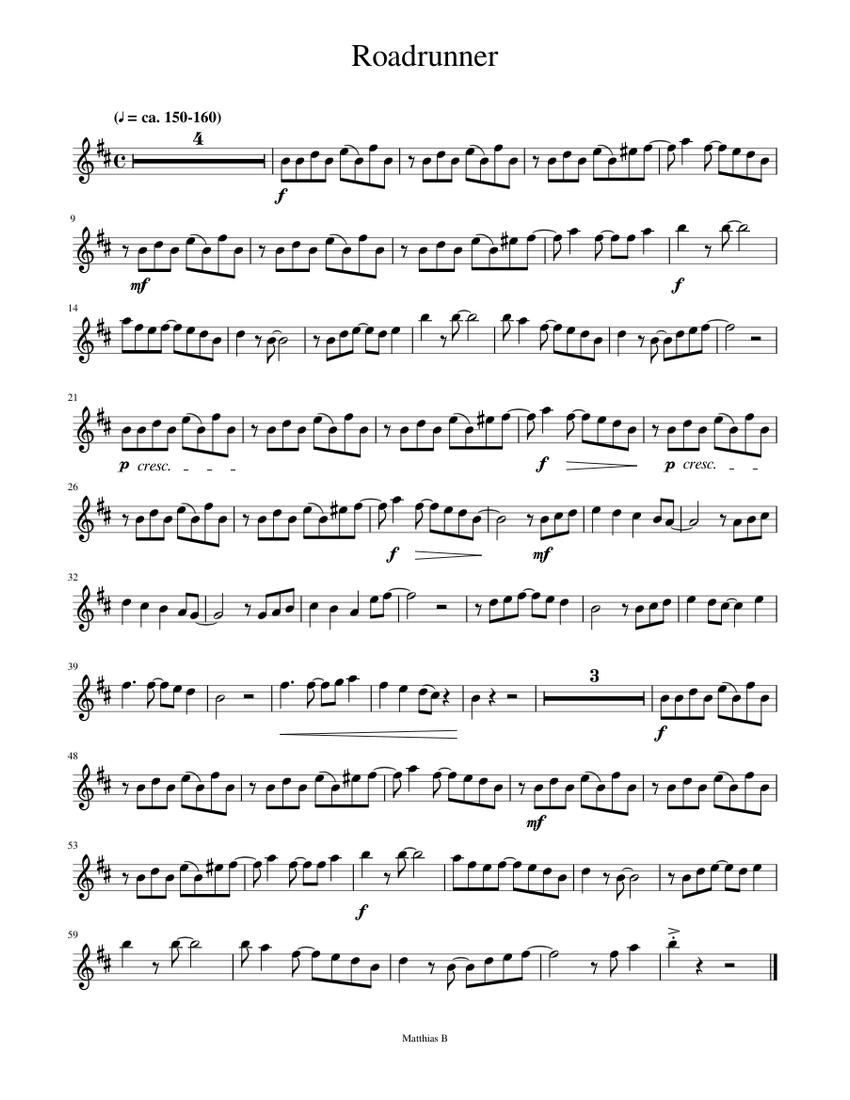 Roadrunner Sheet music for Saxophone (Alto) (Solo) | Download and print ...