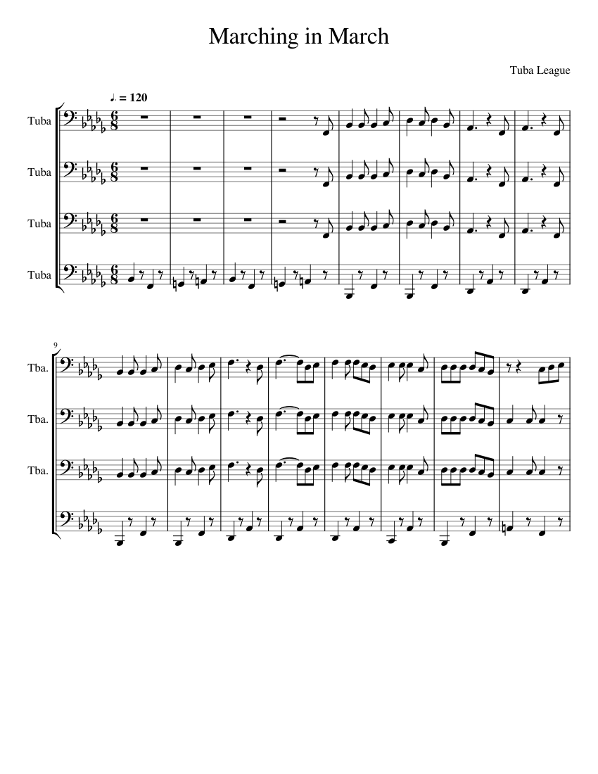 Marching_in_March Sheet music for Tuba (Mixed Quartet) | Musescore.com