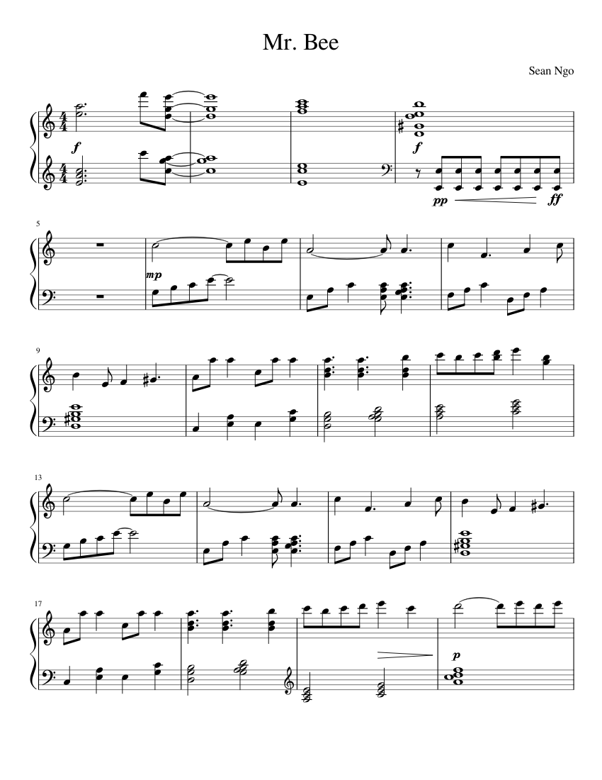 Mr. Bee Sheet music for Piano (Solo) | Musescore.com