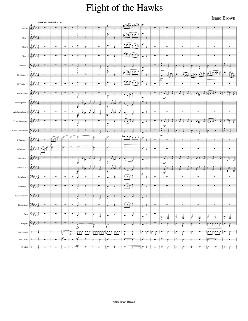 Flight of the Hawks March Sheet music for Trombone, Tuba, Flute, Oboe ...
