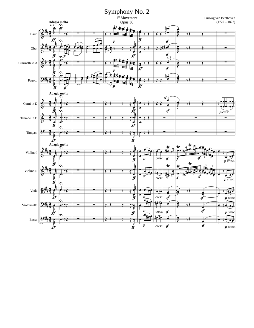 Symphony No. 2, 1st Movement Sheet music for Flute, Oboe, Bassoon ...