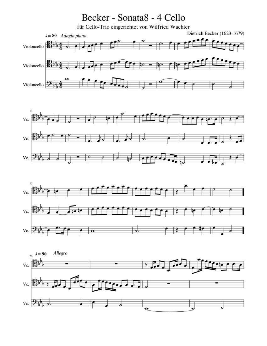 Becker - Sonata8 - 4 Cello Sheet music for Cello (Mixed Trio ...