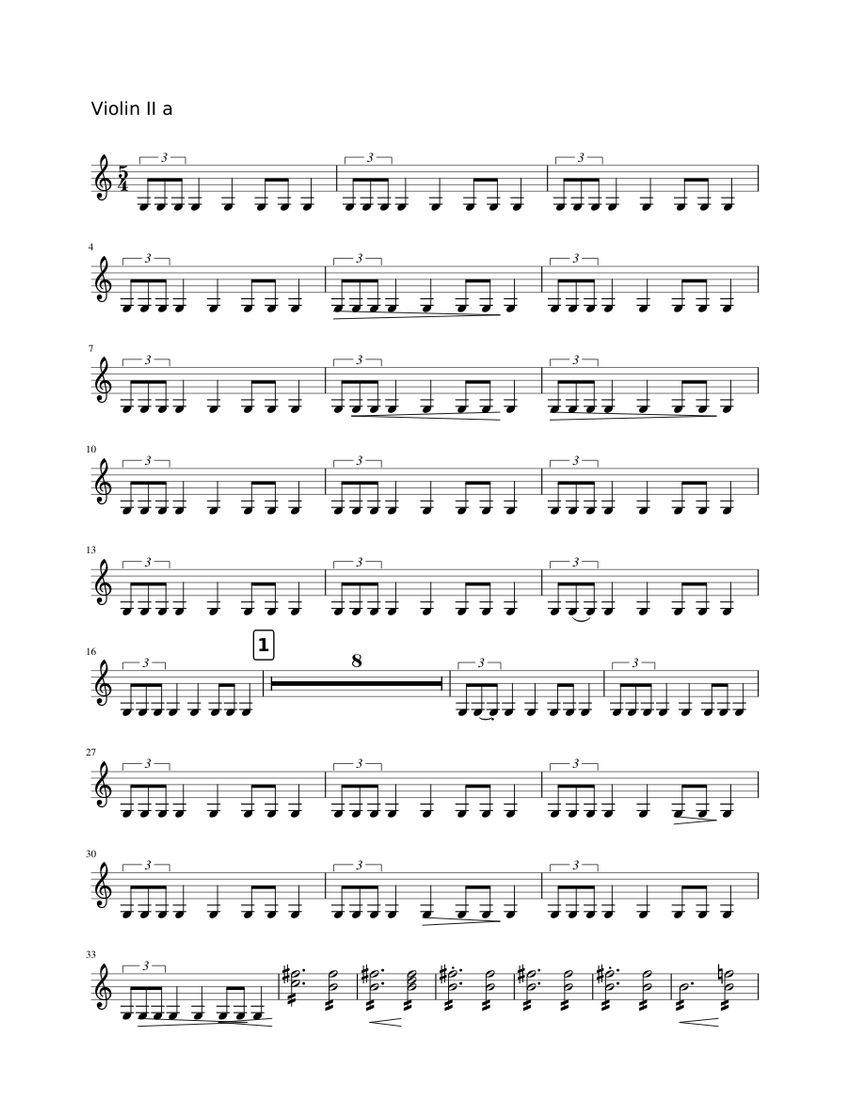 Holst - Mvmt 1 (Mars) - Violin 2 Sheet music for Violin (Solo ...