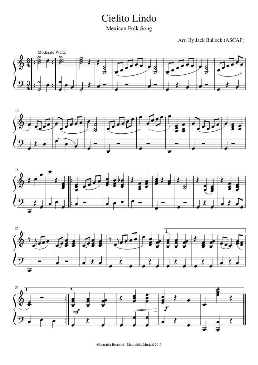 Cielito Lindo Sheet Music for Piano (Solo) Easy | MuseScore.com