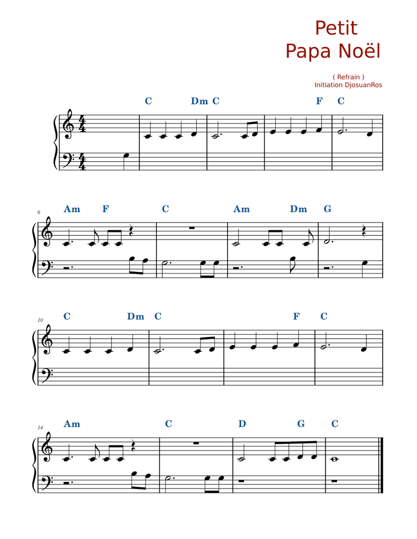 Petit papa Noel – Misc Traditional petit papa Noel initiation Sheet ...