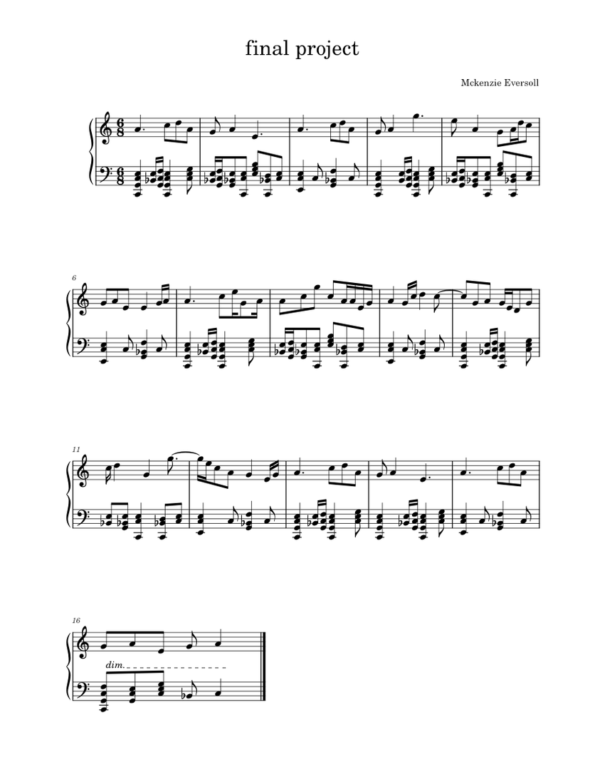 final project Sheet music for Piano (Solo) | Musescore.com