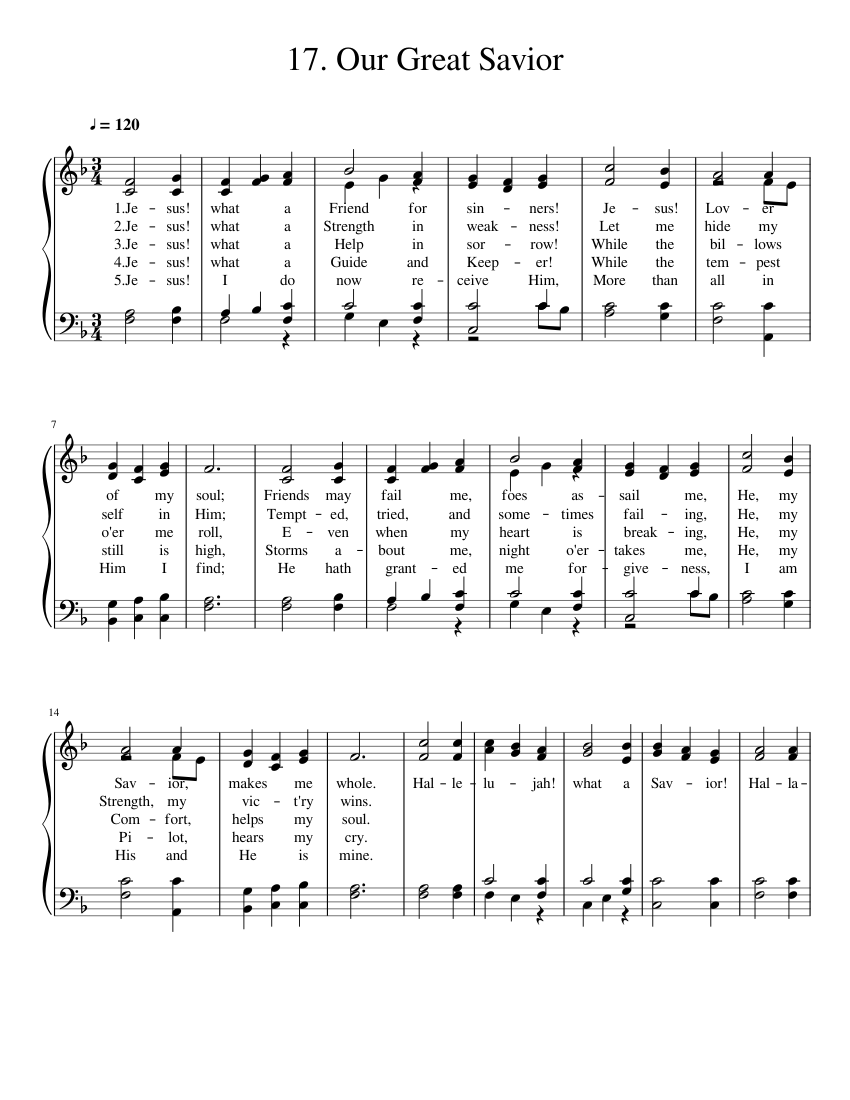 17. Our Great Savior Sheet music for Piano (Solo) Easy | Musescore.com