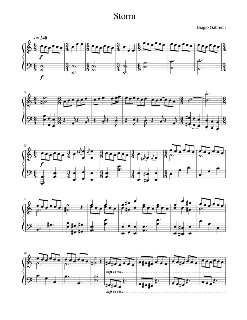 Storm Sheet music for Piano (Solo) | Musescore.com