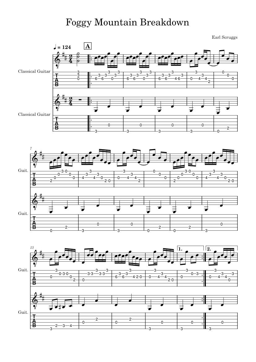 Foggy Mountain Breakdown – Lester Flatt and Earl Scruggs Sheet Music ...