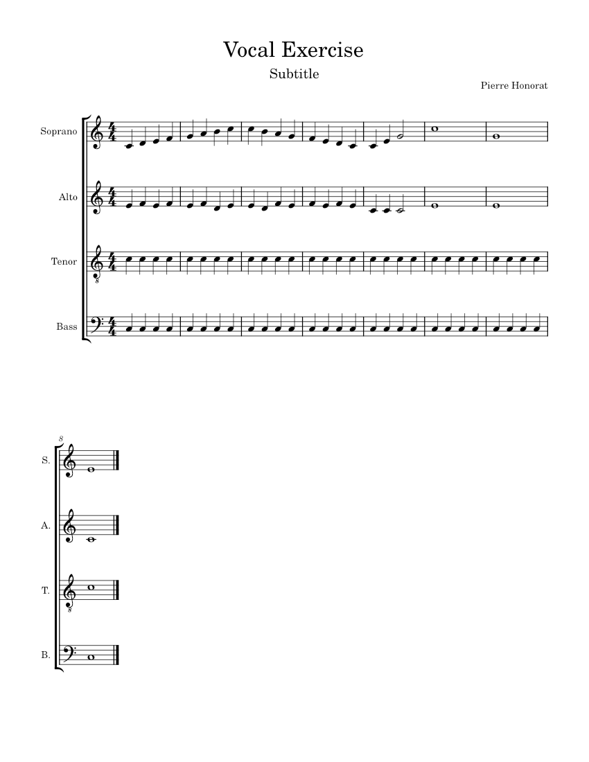 Vocal Exercise Sheet music for Bass guitar, Synthesizer (Mixed Quartet ...