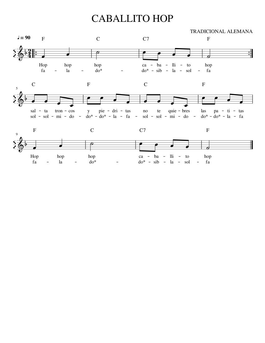 CABALLITO HOP GUITARRA Y MELODÍA Sheet music for Piano (Solo) Easy ...