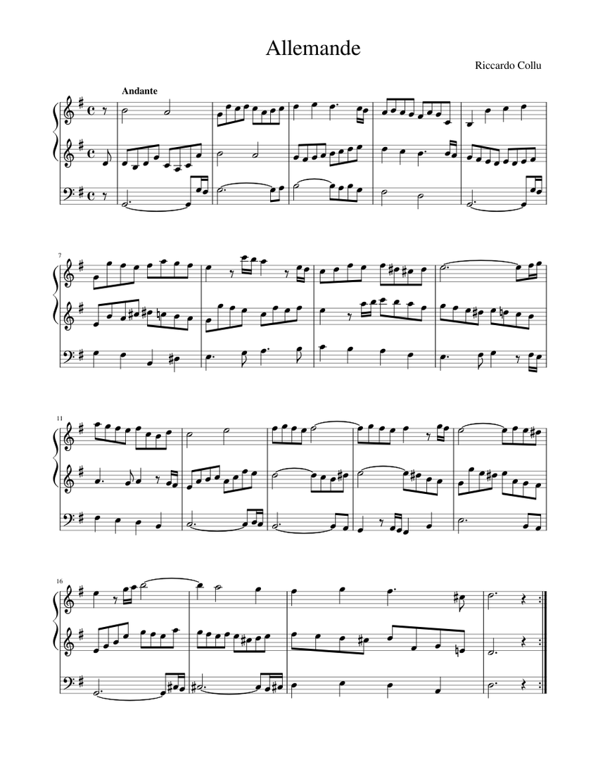 Allemande in G major Sheet music for Organ (Solo) | Musescore.com