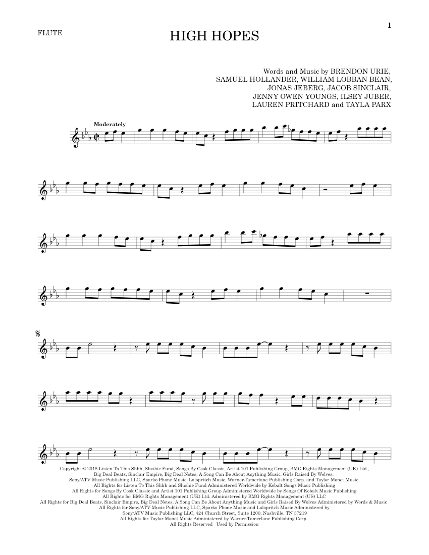 Play Official version of High Hopes sheet music by Panic! At the Disco ...