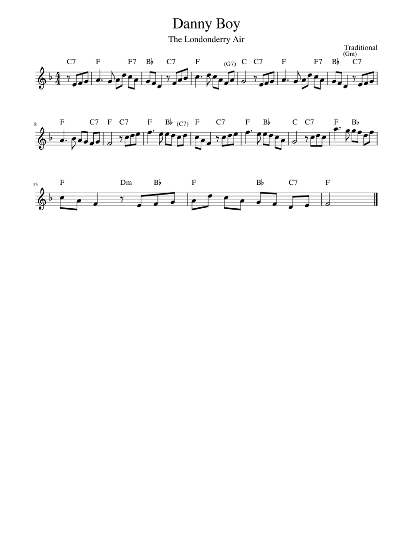 Traditional music - Danny Boy Sheet music for Piano (Solo) | Musescore.com