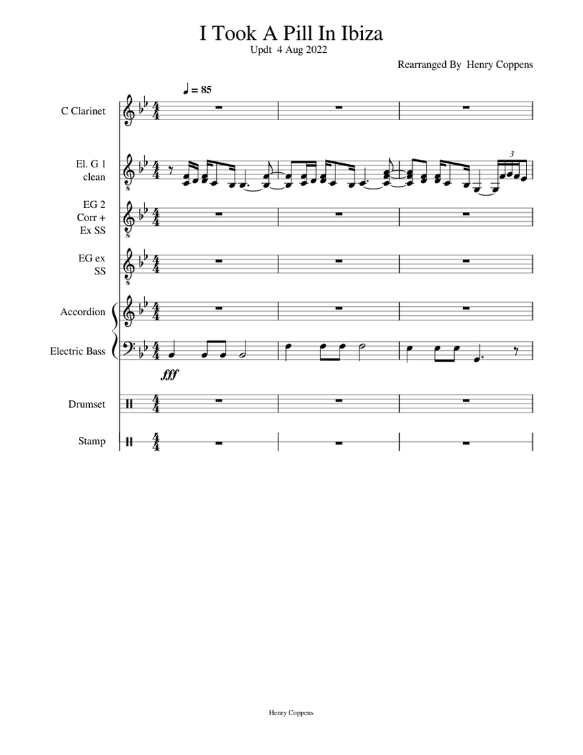 I Took A Pill In Ibiza Sheet music for Accordion, Guitar, Bass guitar ...