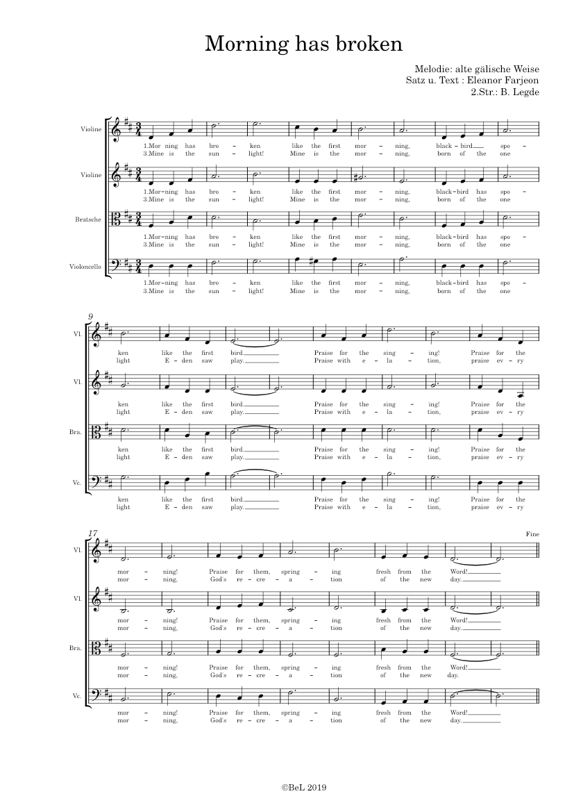 Morning Has Broken - Eleanor Farjeon – Eleanor Farjeon Sheet Music for ...
