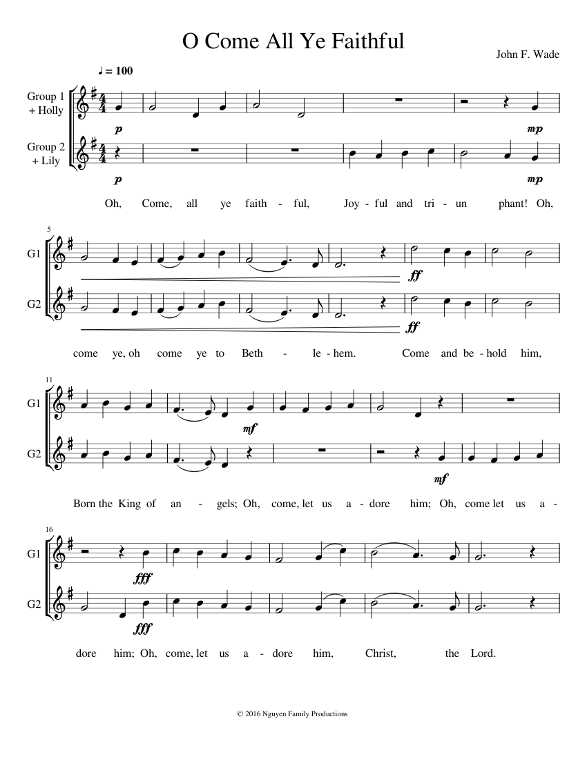 O Come All Ye Faithful Sheet music for Vocals (Choral) | Musescore.com