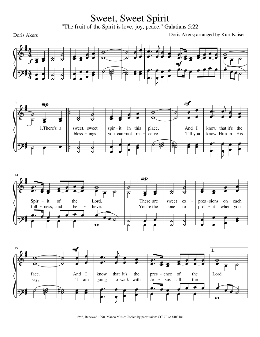 Sweet, Sweet Spirit Sheet music for Piano (Solo) | Download and print ...