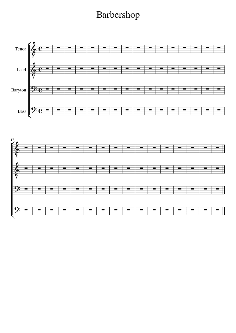 Barbershop Sheet music for Tenor, Bass voice, Baritone (Choral ...
