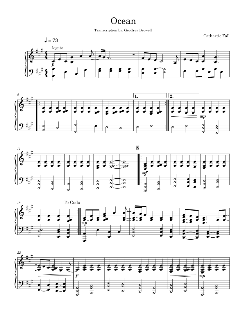 Ocean (demo) – Cathartic Fall - Sheet music for Piano (Solo) Easy ...
