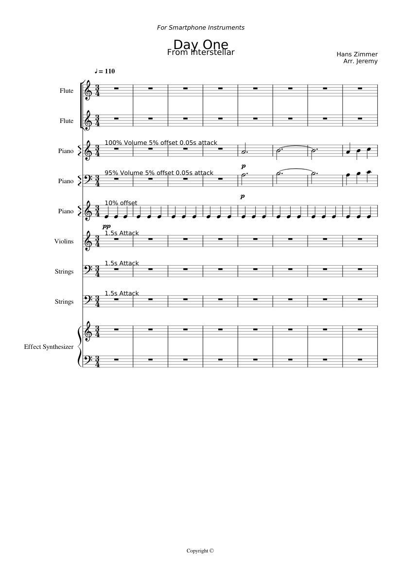 Day One Sheet music for Piano, Flute, Strings group, Synthesizer & more ...