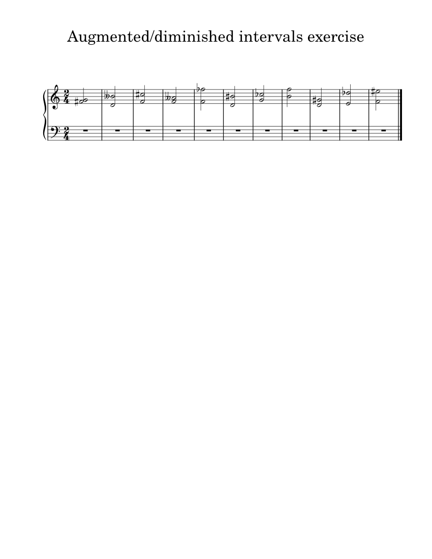 Augmented-diminished intervals exercise Sheet music for Piano (Solo ...