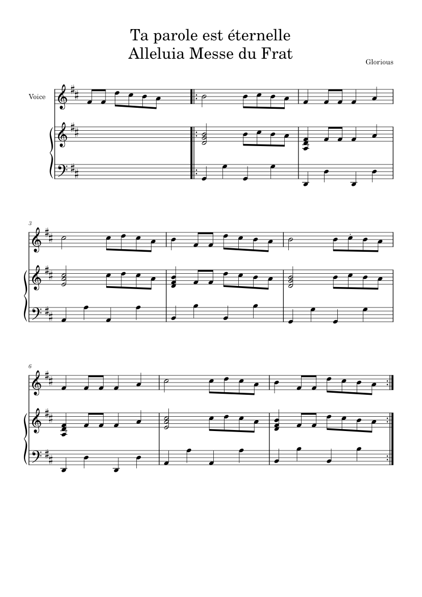 Ta parole est éternelle - ALLELUIA MESSE DU FRAT Sheet Music for Piano ...