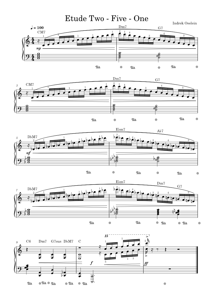 Etude Two - Five - One Sheet music for Piano (Solo) | Musescore.com