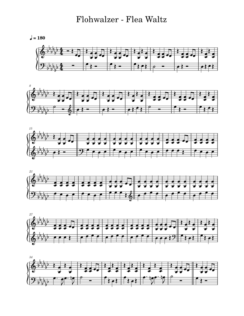 Flohwalzer - Flea Waltz Sheet music for Piano (Solo) Easy | Musescore.com