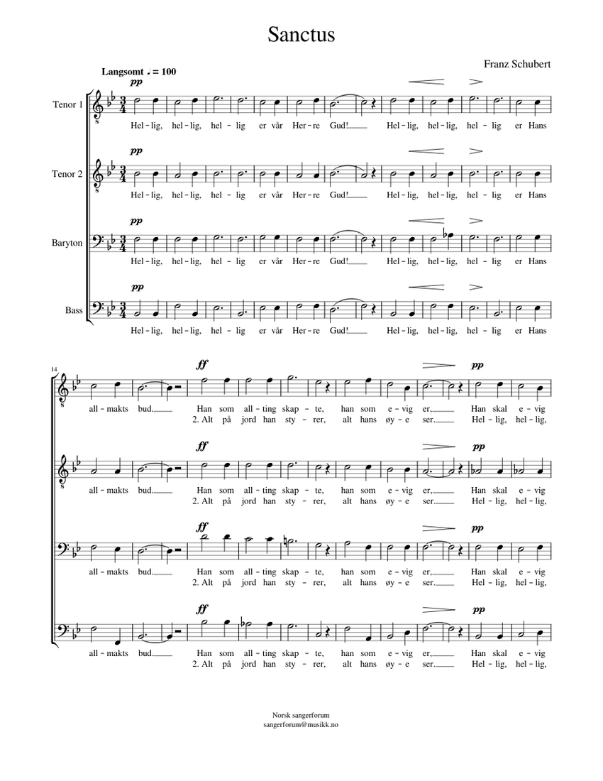 Sanctus Sheet music for Tenor, Bass voice, Baritone (Men’s Choir ...
