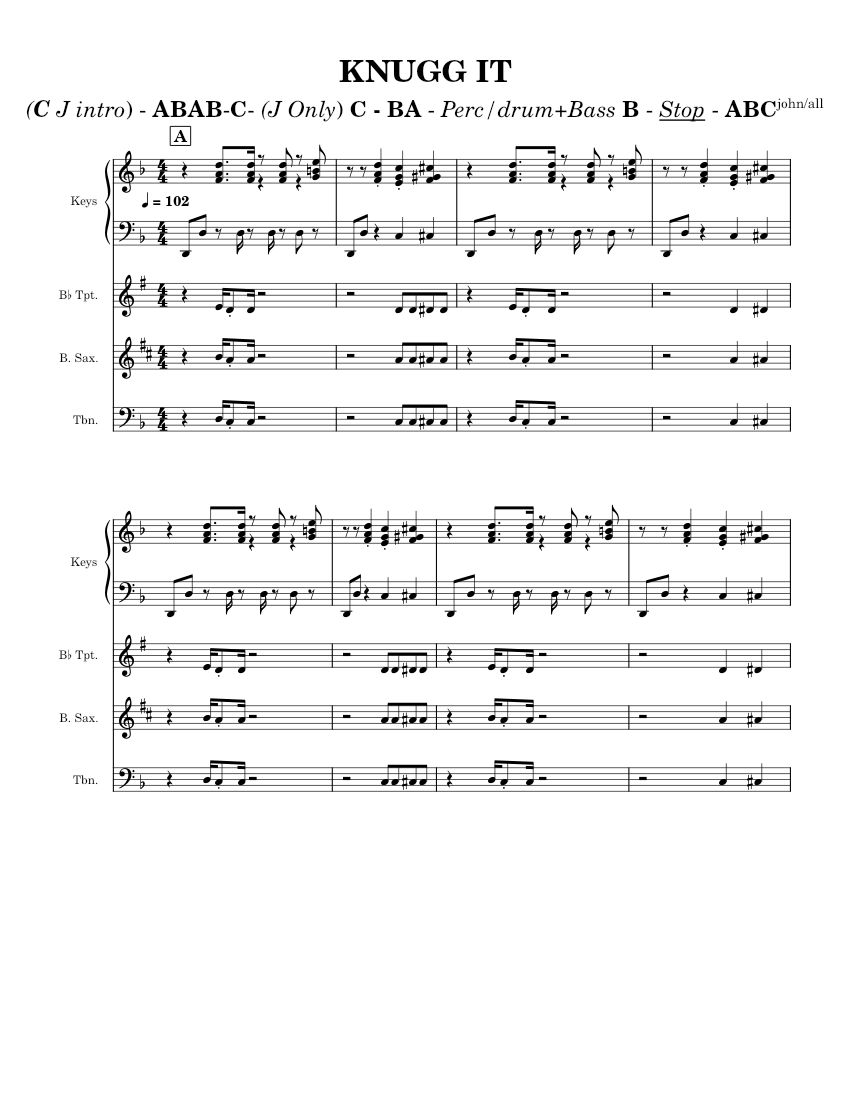 Nugget Chart Sheet music for Piano, Trombone, Saxophone baritone, Trumpet in b-flat (Mixed ...
