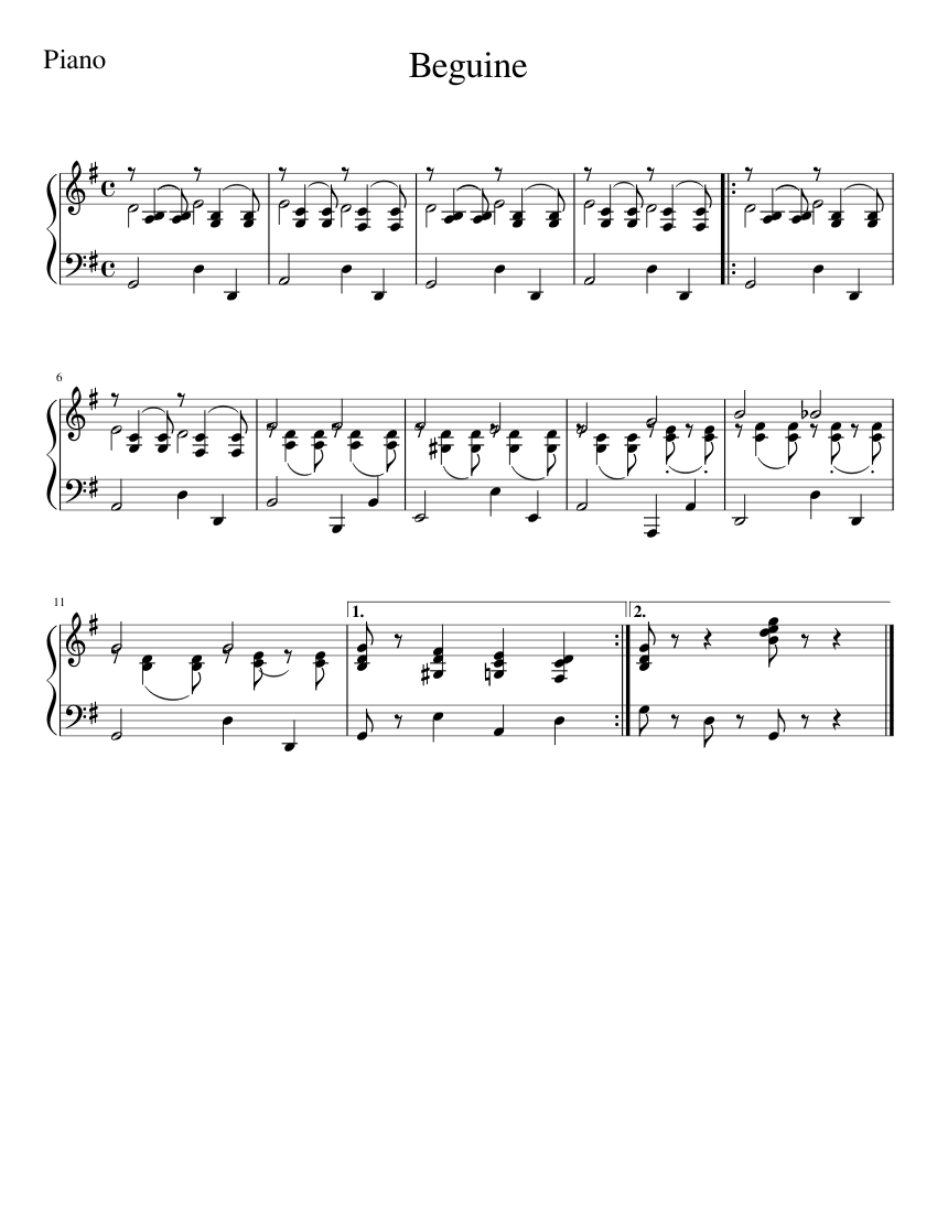 Beguine Sheet music for Piano (Solo) | Musescore.com