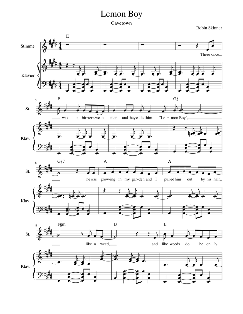 Lemon Boy Sheet music for Piano, Vocals (Piano-Voice) | Musescore.com