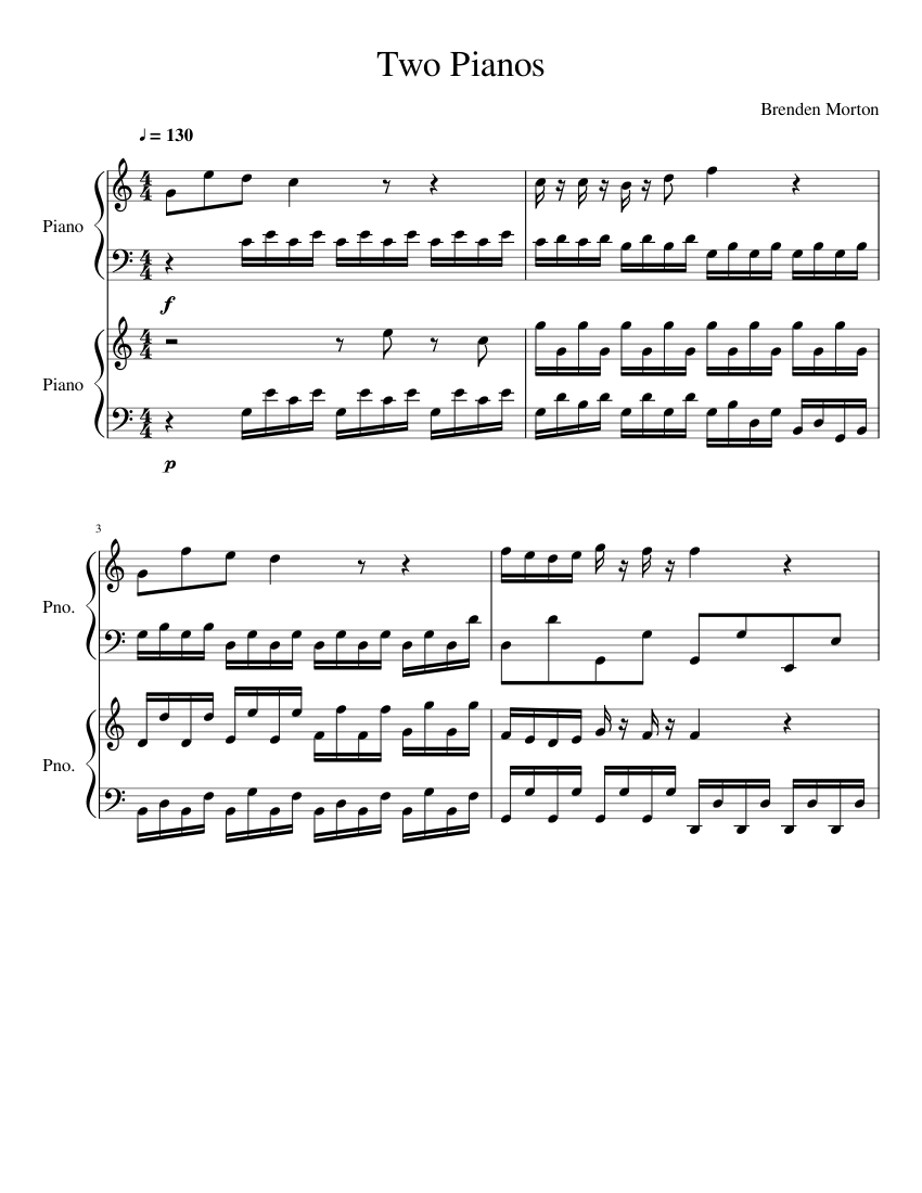 Two Pianos Sheet music for Piano (Piano Duo) | Musescore.com