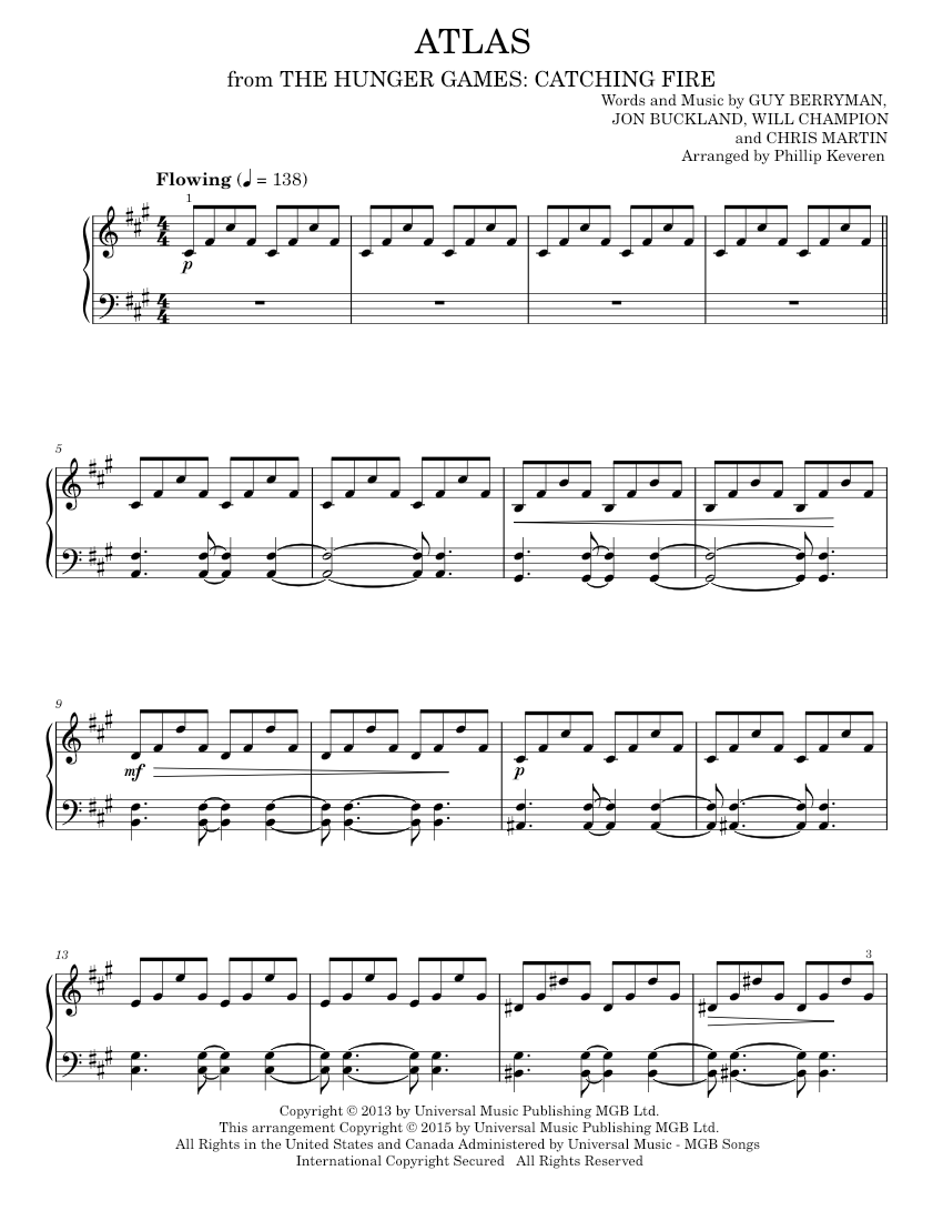 atlas Sheet music for Piano by Coldplay: Music Notes by MuseScore
