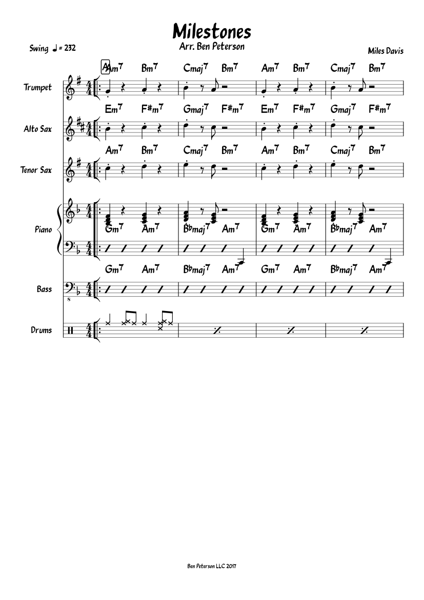 Milestones Sheet music for Piano, Trombone, Saxophone alto, Saxophone ...