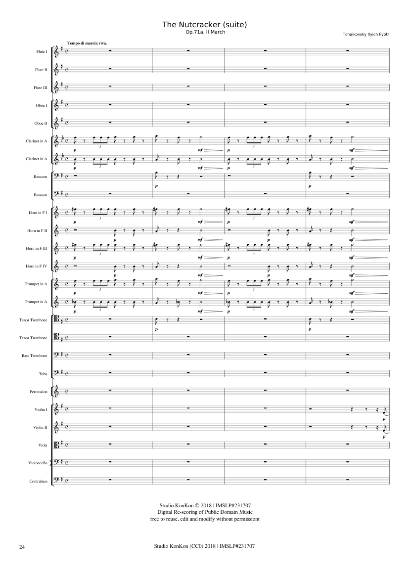 The Nutcracker (suite), Op.71a - 2. March Sheet Music for Tuba, Trombone tenor, Flute, Oboe ...
