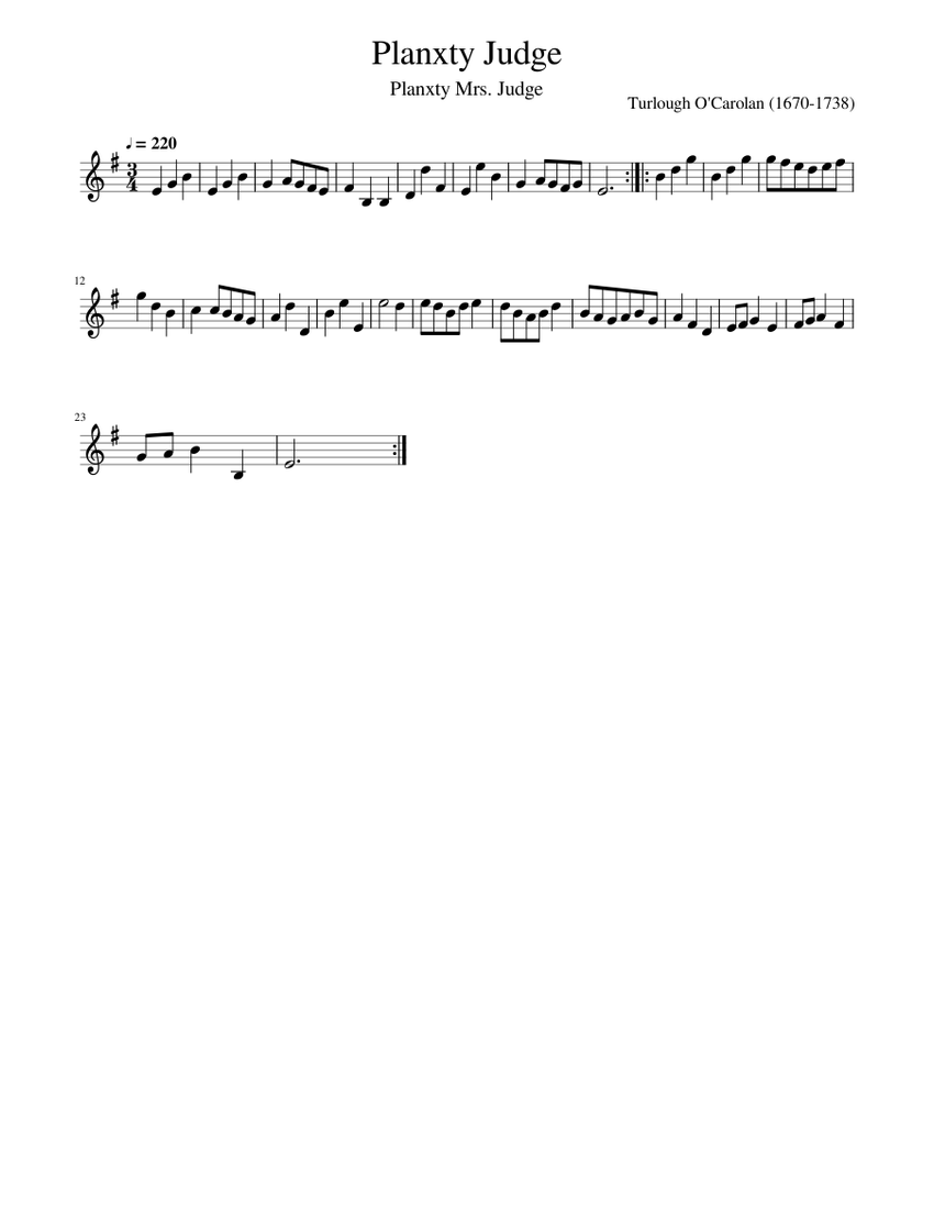 Planxty Judge Sheet music for Piano (Solo) | Musescore.com