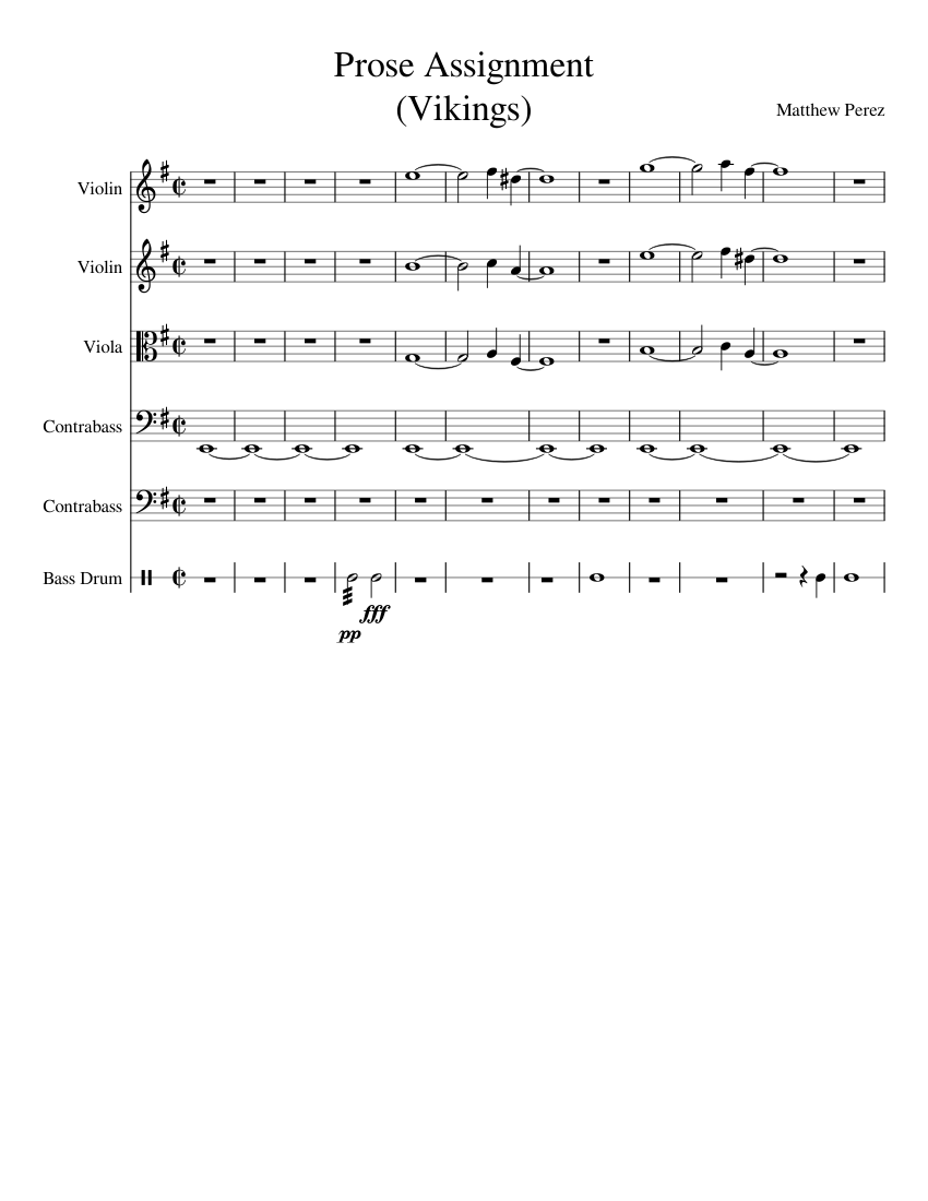 Prose Assignment (Vikings) Sheet music for Contrabass, Violin, Viola ...